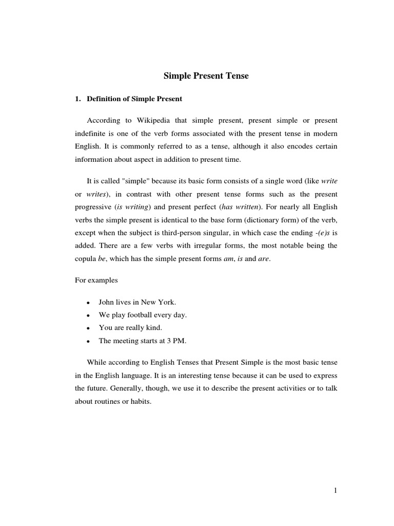 Simple Present Tense | PDF | Grammatical Tense | English Language