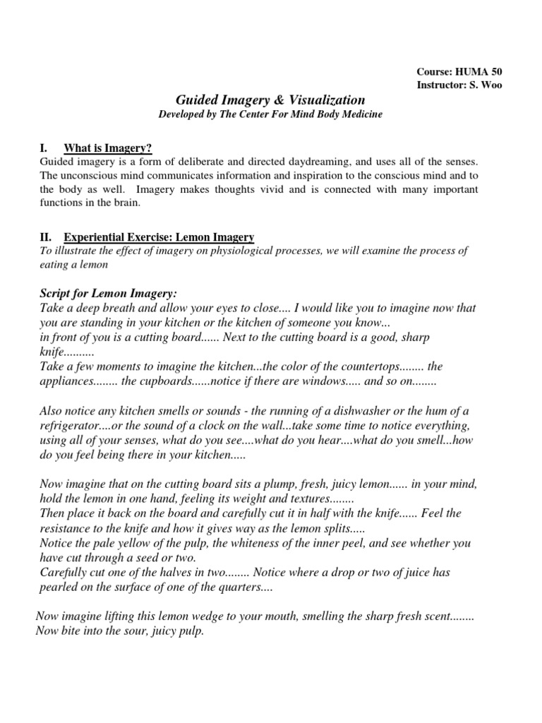 Huma 50 Lemon Exercise and Guided Imagery | PDF | Odor | Mind