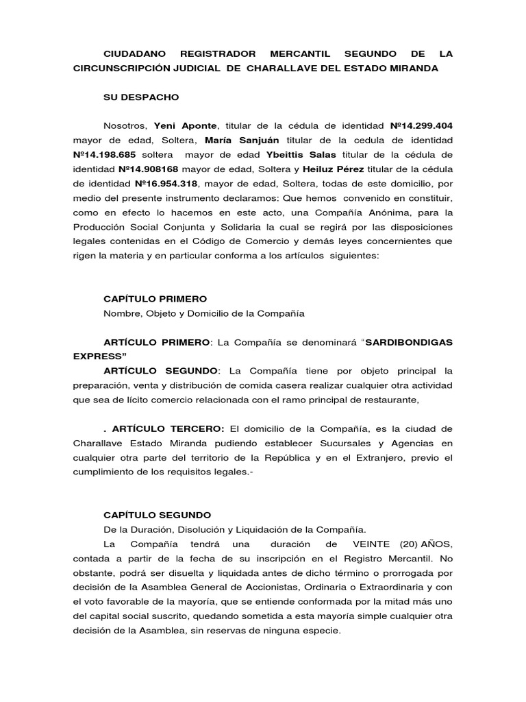 Registro Mercantil ejemplo Registro Mercantil ejemplo