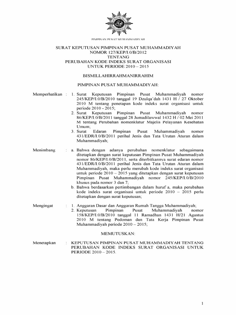 KODE INDEKS Surat Muhammadiyah PDF | PDF
