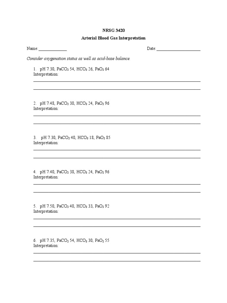 ABG Worksheet | PDF