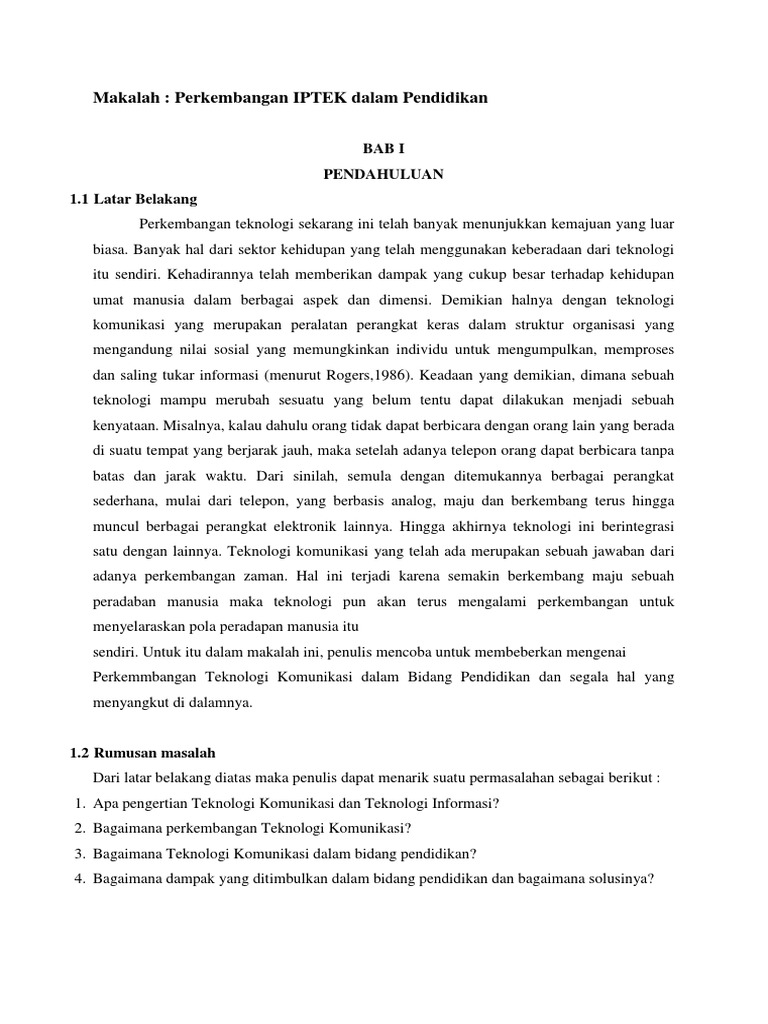 Makalah Pengembangan Iptek Dalam Pendidikan | PDF | Sejarah