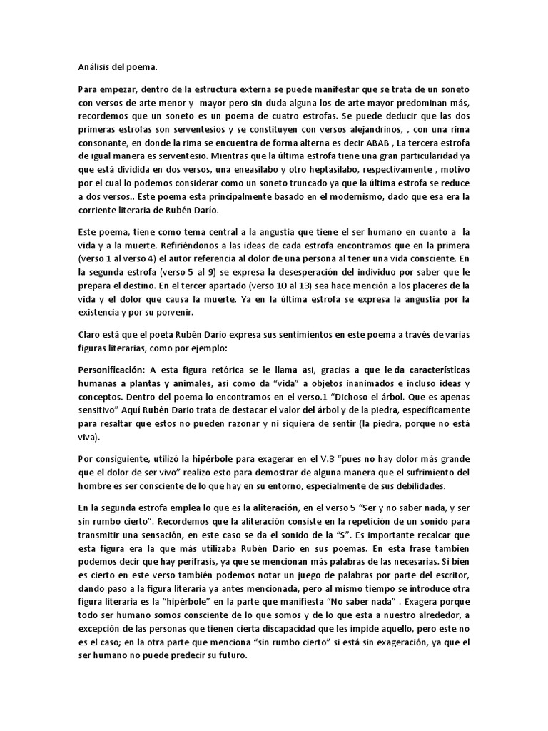 Análisis detallado del uso de figuras literarias en el poema 'Lo Fatal ...