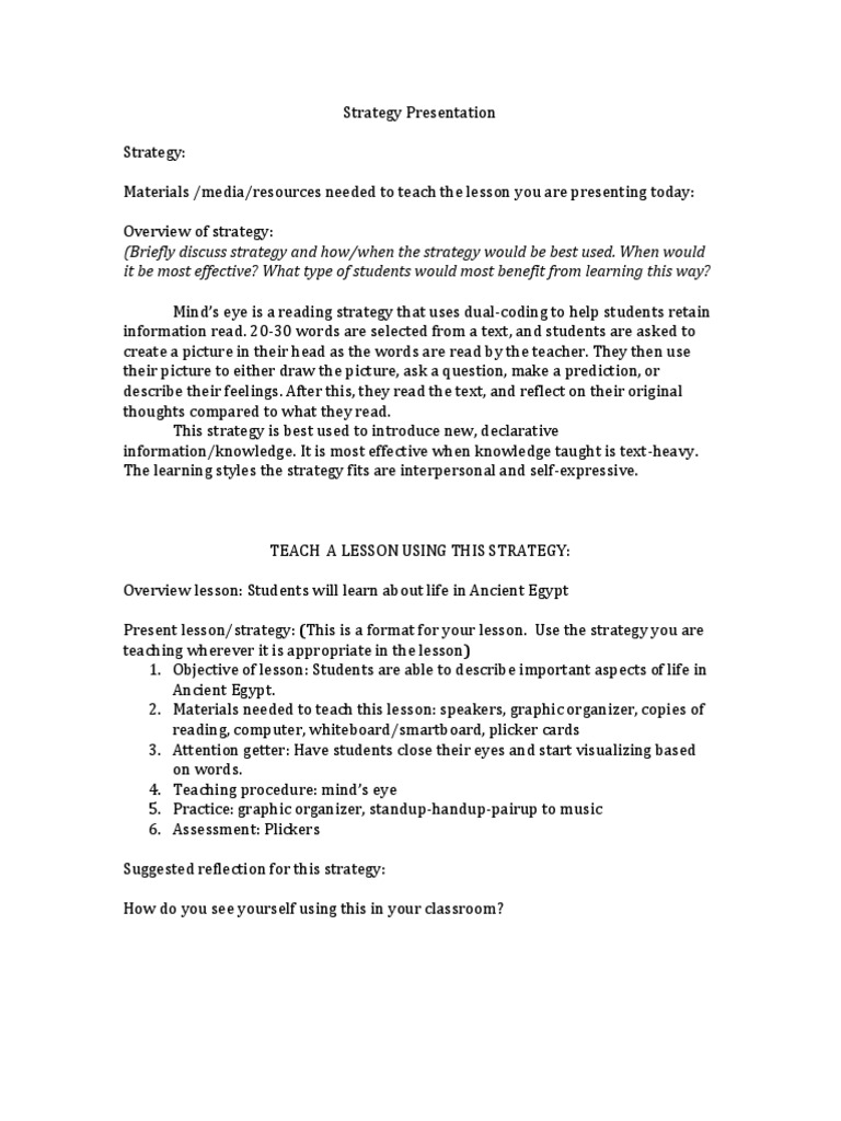 Minds Eye Lesson Plan | PDF