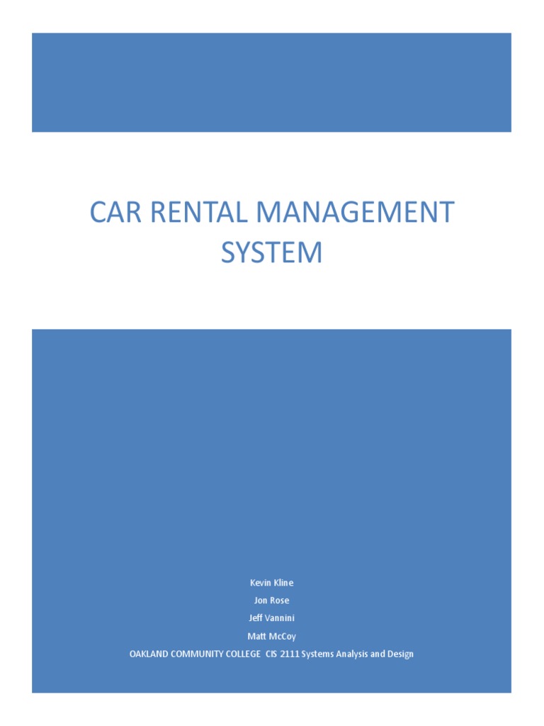 Car Rental Management System | PDF | Password | Use Case