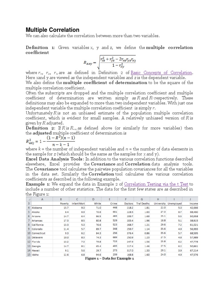 Multiple Correlation Pdf Correlation And Dependence Coefficient Of Determination
