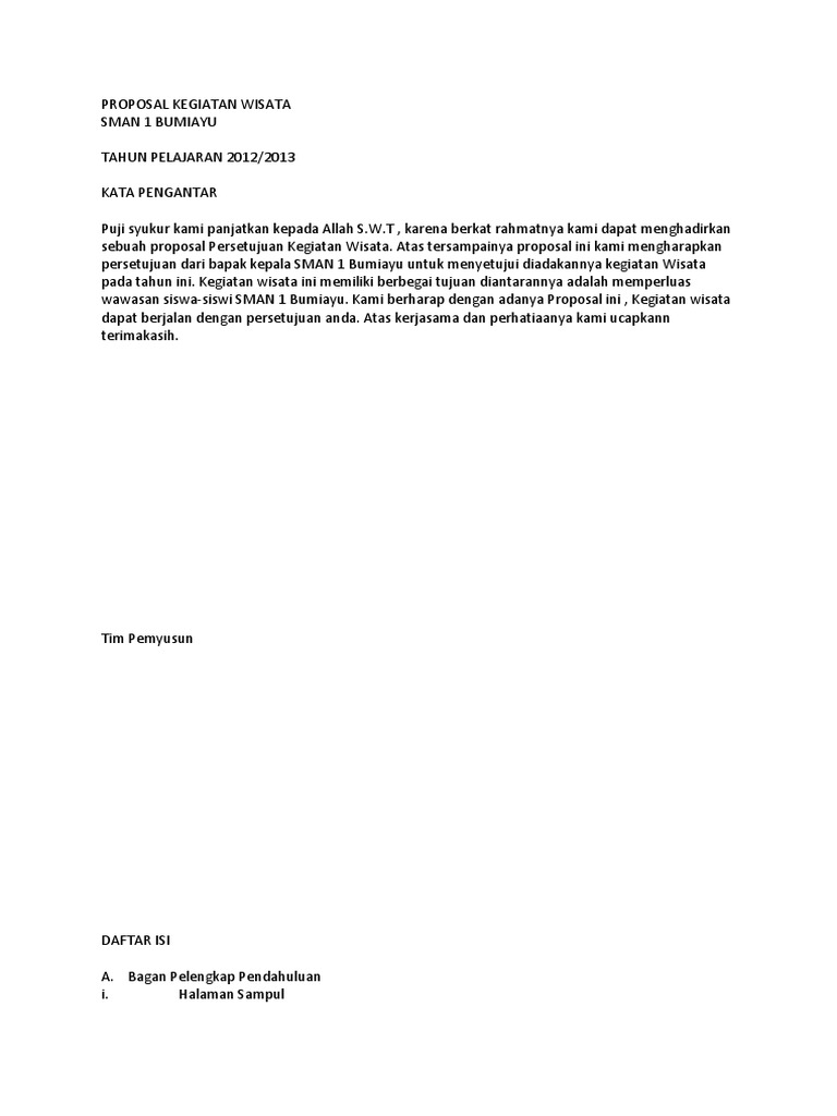Contoh Proposal Kegiatan Wisata | PDF