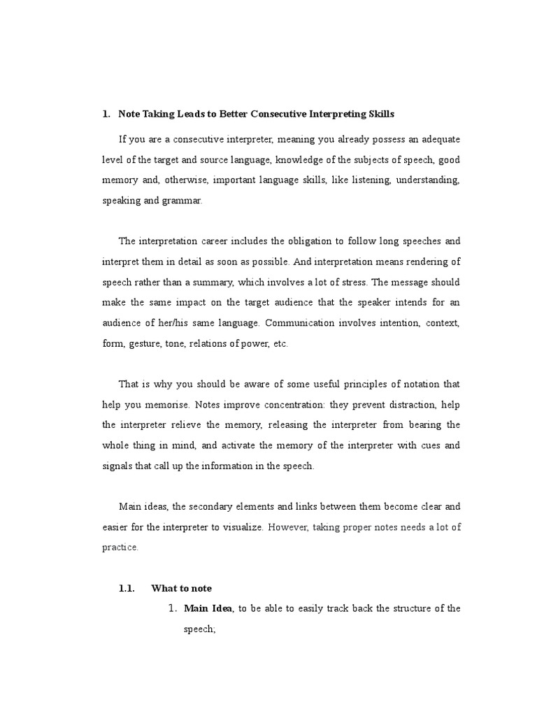 Note Taking Leads To Better Consecutive Interpreting Skills | PDF ...