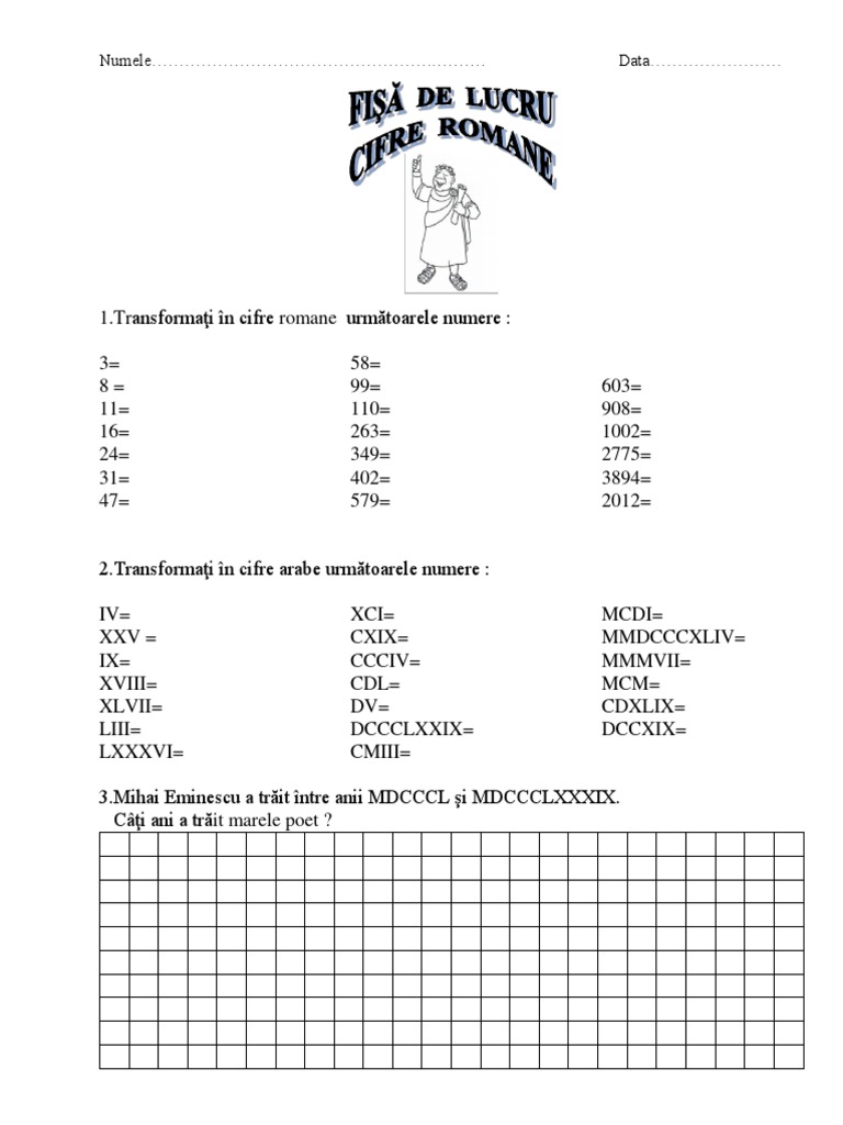 Test Cifre Romane | PDF