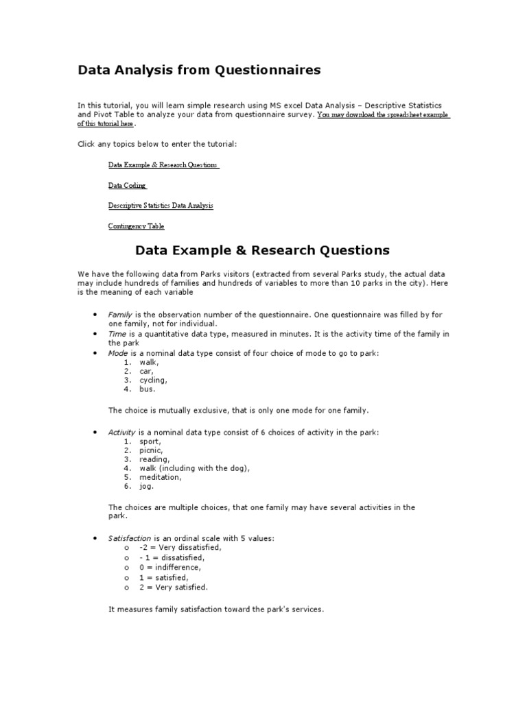 Data Analysis From Questionnaires | PDF | Chi Squared Distribution ...