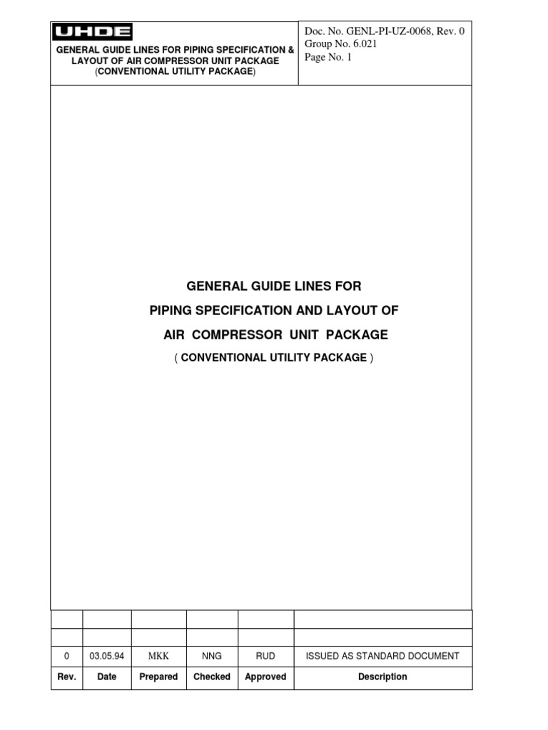 General Guide Lines For Piping Specification and Layout of Air ...