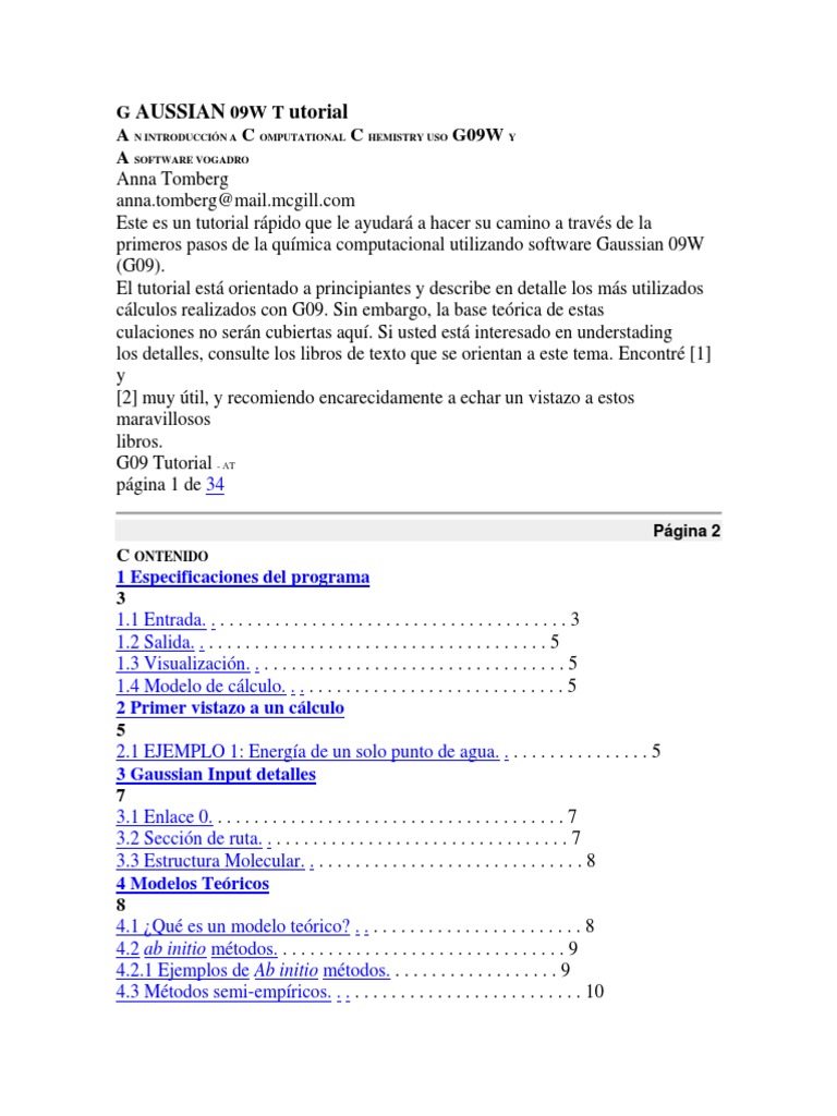 Gaussian 09 Tutorial | PDF | Orbital Molecular | Moléculas