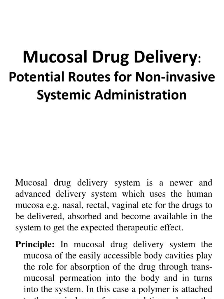 Mucosal Drug Delivery Systems | PDF | Adhesion | Polymers