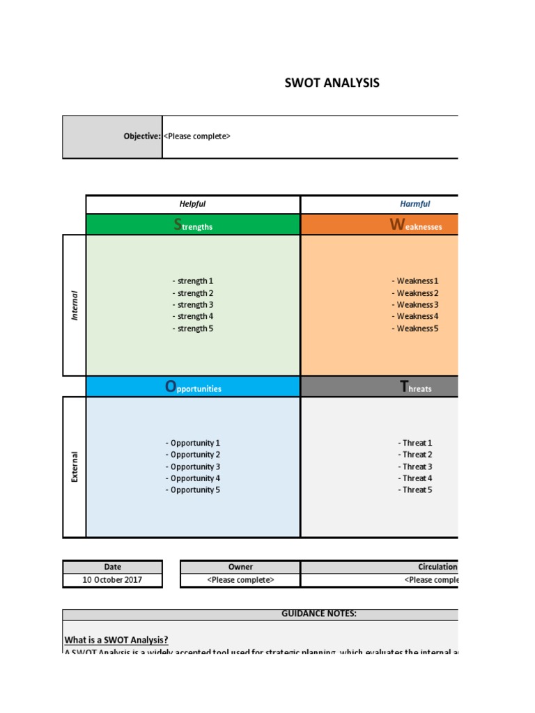 SWOT Analysis Template | PDF | Swot Analysis | Cognition