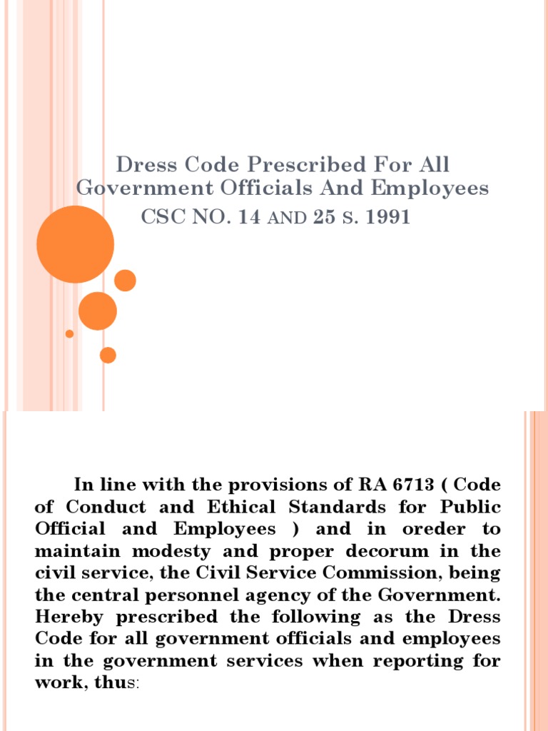 Government Employees Dress Code Guidelines | PDF | Blouse | Clothing