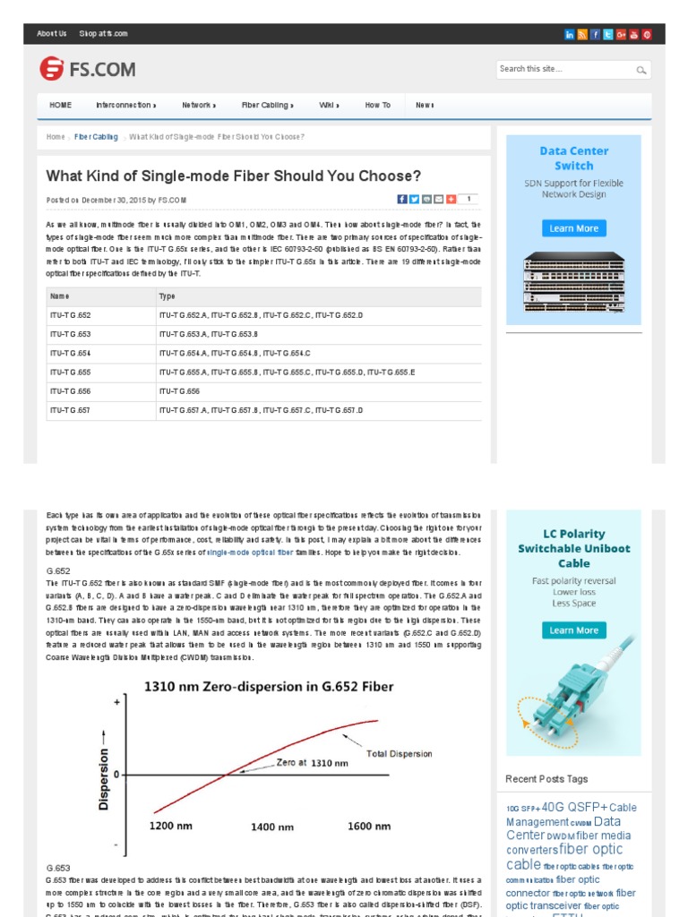 What Kind of Single-Mode Fiber Should You Choose | PDF | Wavelength ...