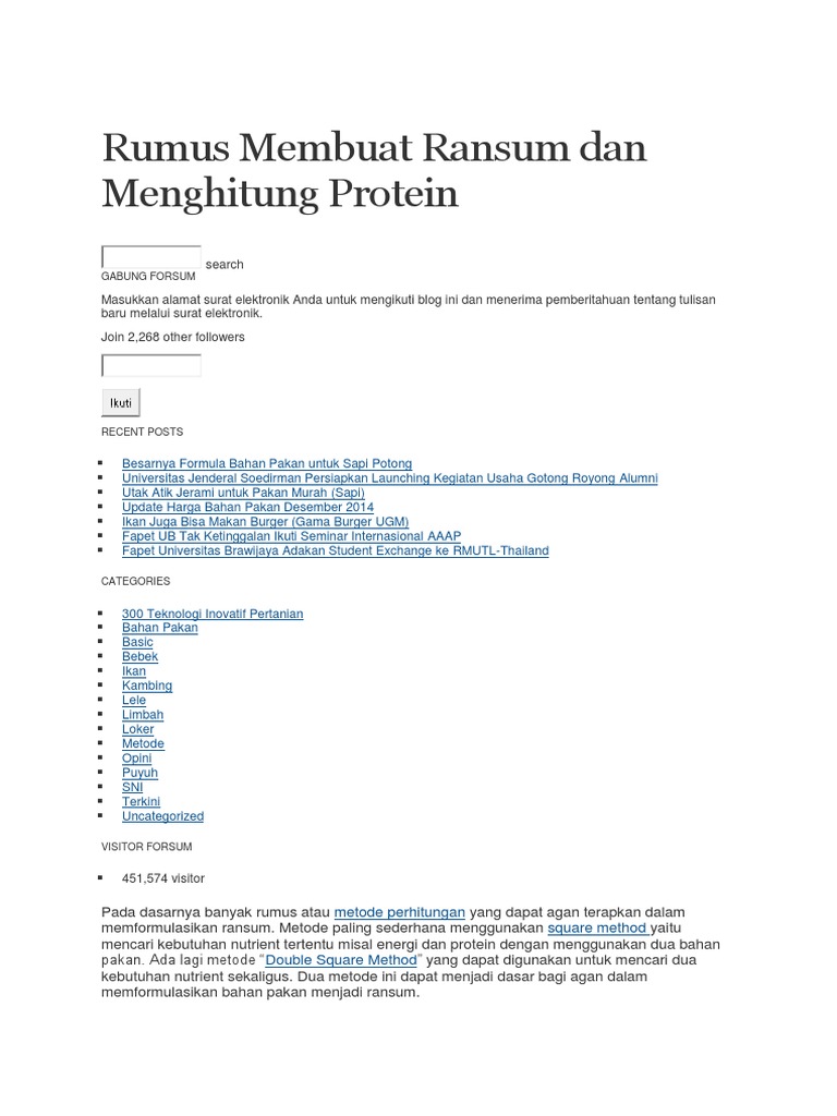 Rumus Membuat Ransum Dan Menghitung | PDF