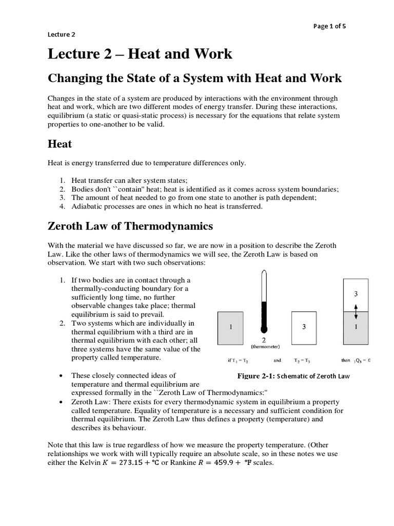 Lecture 2 - Heat and Work | PDF | Heat | Thermodynamic Equilibrium
