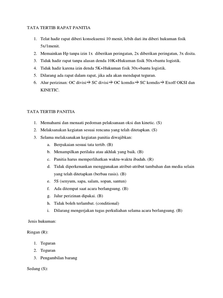 Tata Tertib Rapat Panitia | PDF