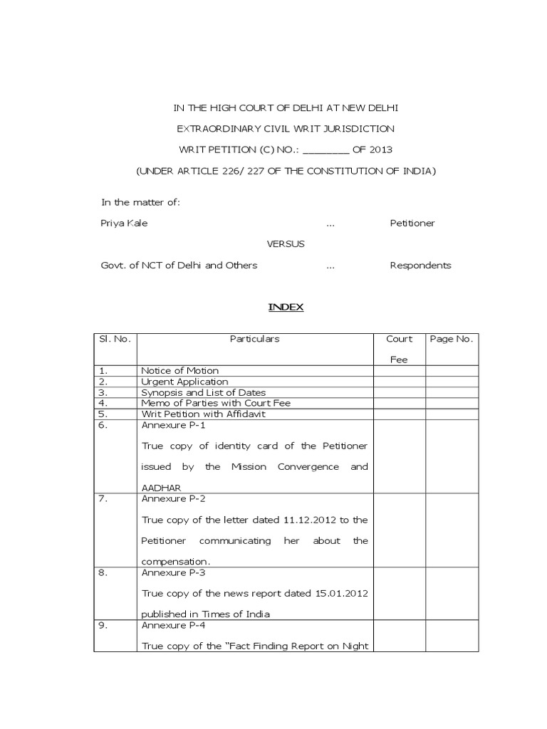 Delhi High Court Writ Petition: Homeless Pregnant Women Shelters | PDF ...