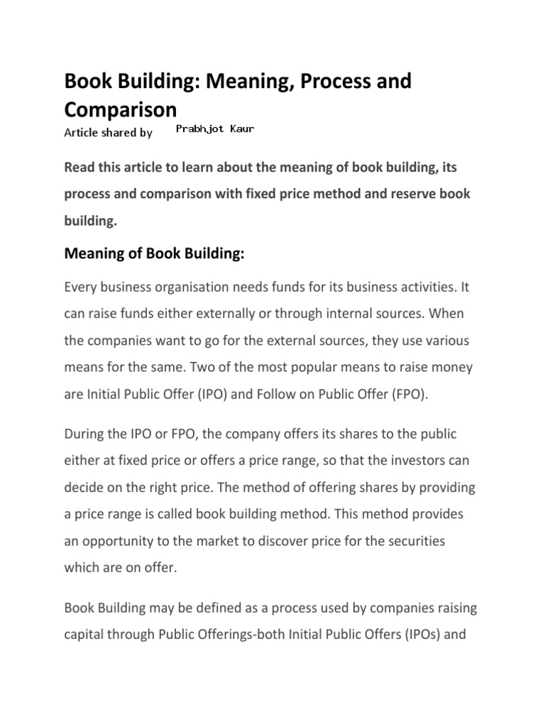 Book Building Method | PDF | Initial Public Offering | Microeconomics