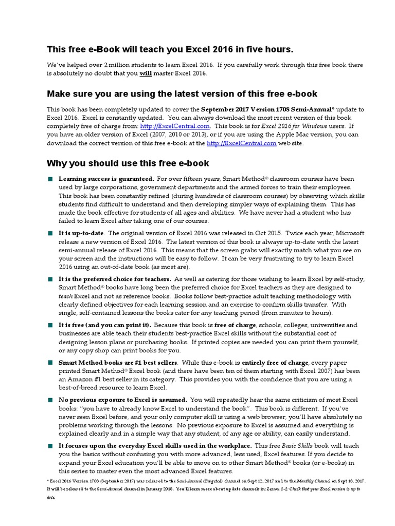 Excel 2016 Basic Skills Complete Ebook | Download Free PDF | Microsoft Excel | Memory