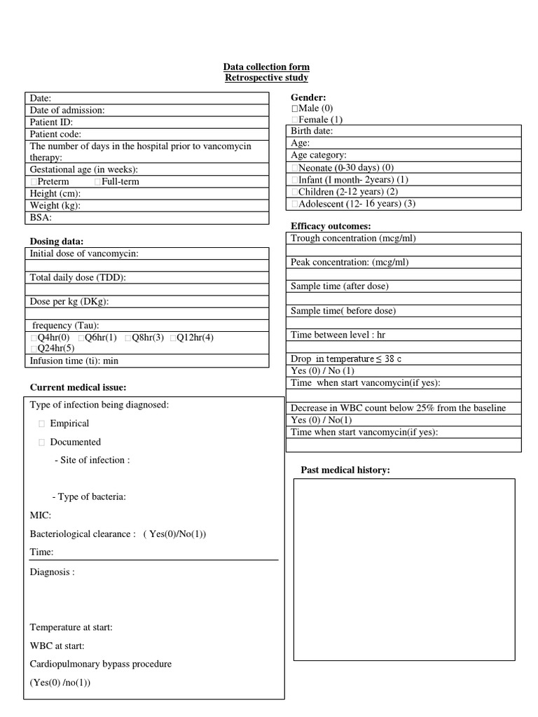 Data Collection Form Retrospective | PDF | Medical Treatments | Drugs
