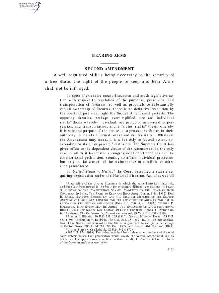 Second Amendment PDF | PDF | Second Amendment To The United States ...
