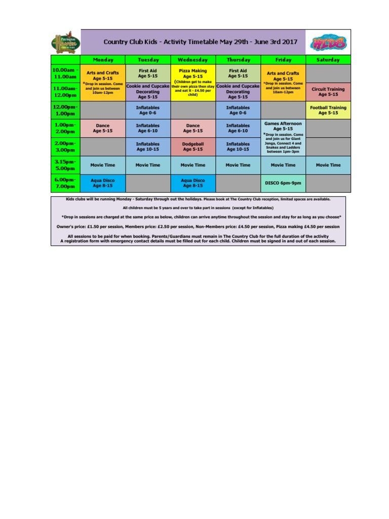 Kids Club Time Table | PDF | Leisure