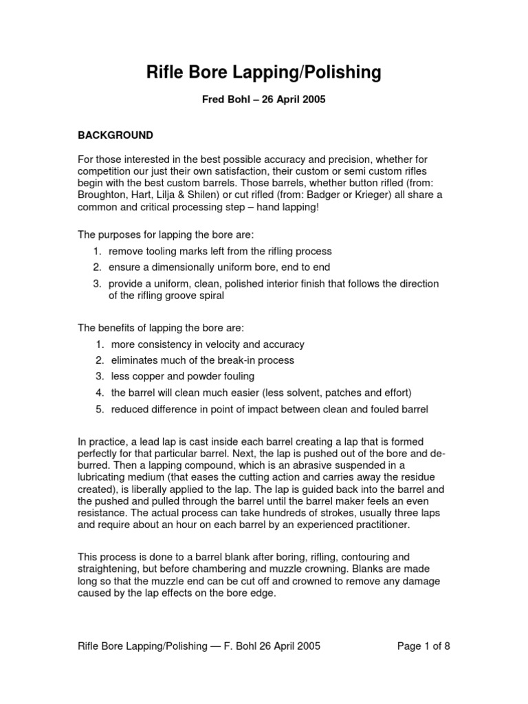 Rifle Bore Lapping | Download Free PDF | Gun Barrel | Rifle