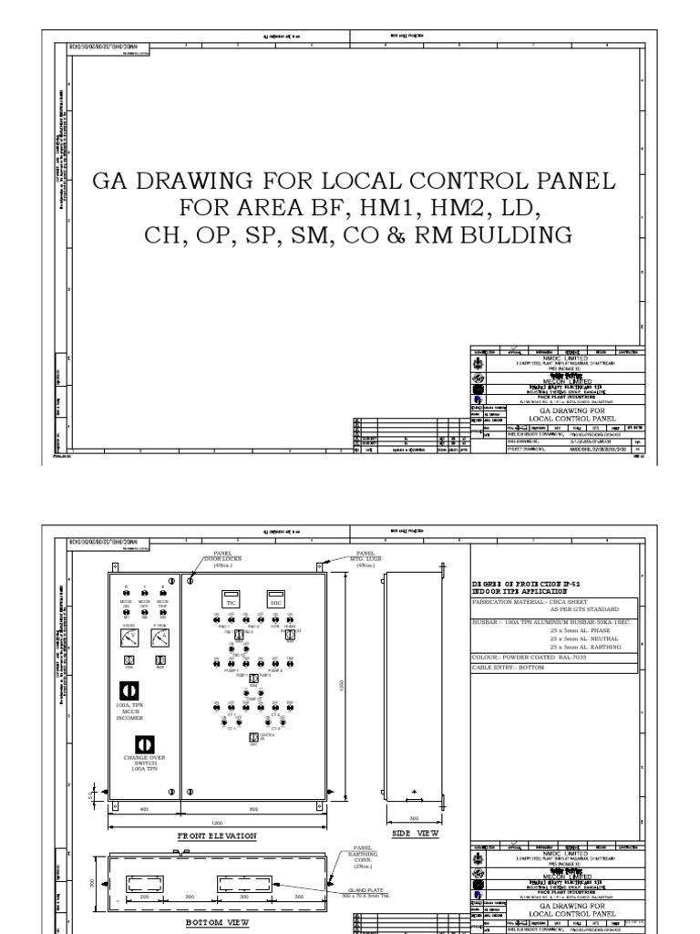 Ga Drawing For Local Control Panel For Area BF, Hm1, Hm2, LD, CH, Op ...