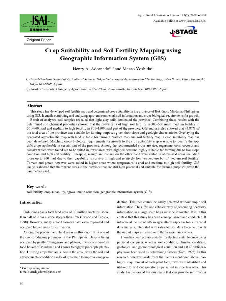 Crop Suitability and Soil Fertility Mapping Using Geographic ...