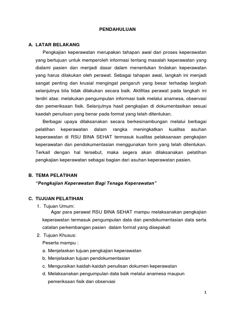 Proposal in House Training Rs Bina Sehat | PDF