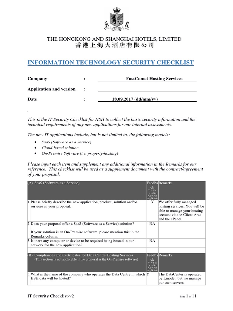 IT Security Checklist-V2 PDF | PDF | Payment Card Industry Data ...