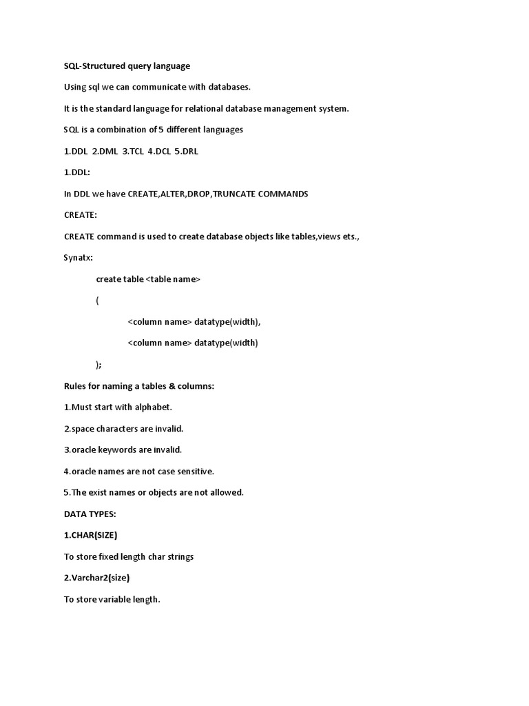 An In Depth Guide To Sql The Five Main Components And Key Commands For Creating Manipulating