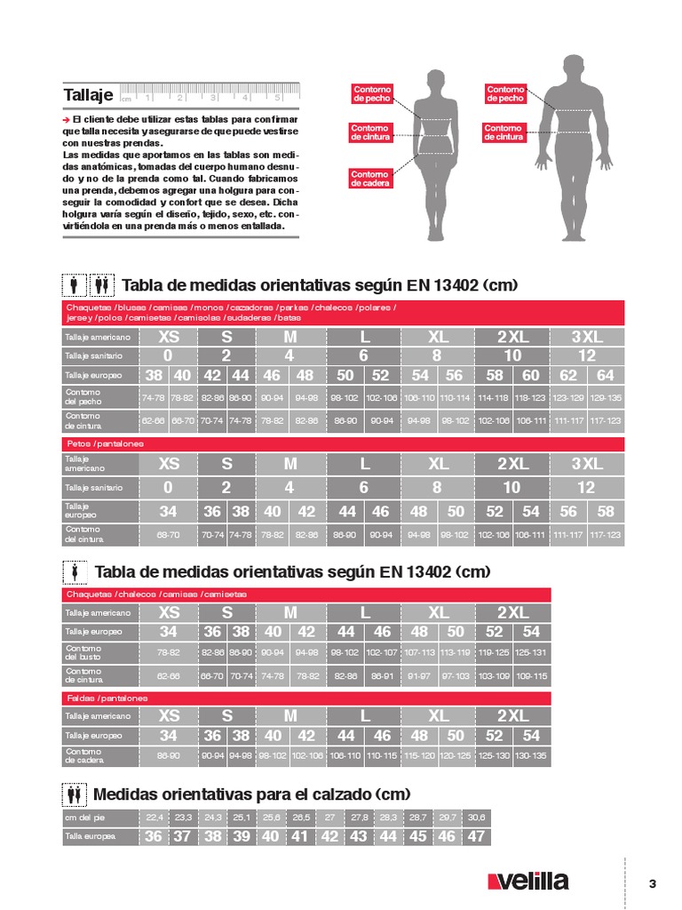 Tallaje Velilla | PDF | Cuerpo humano | Ropa