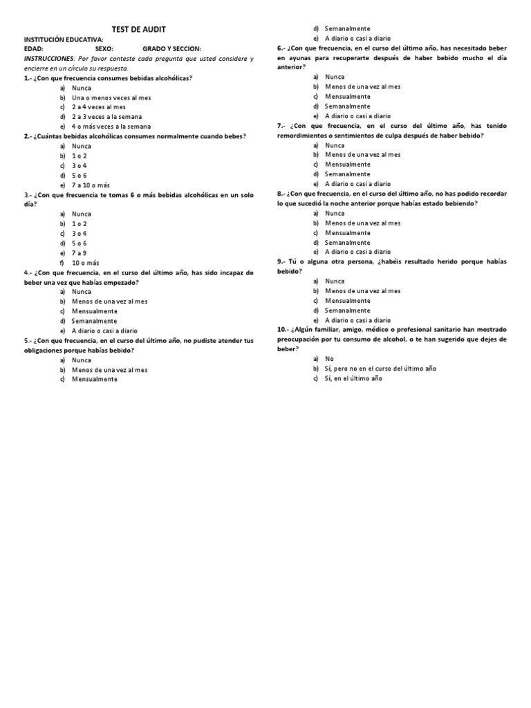 Test de Audit Reducido | PDF