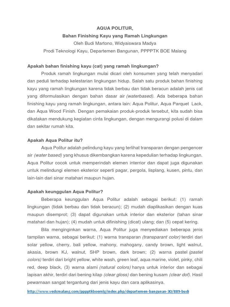 Penggunaan Aqua Politur | PDF