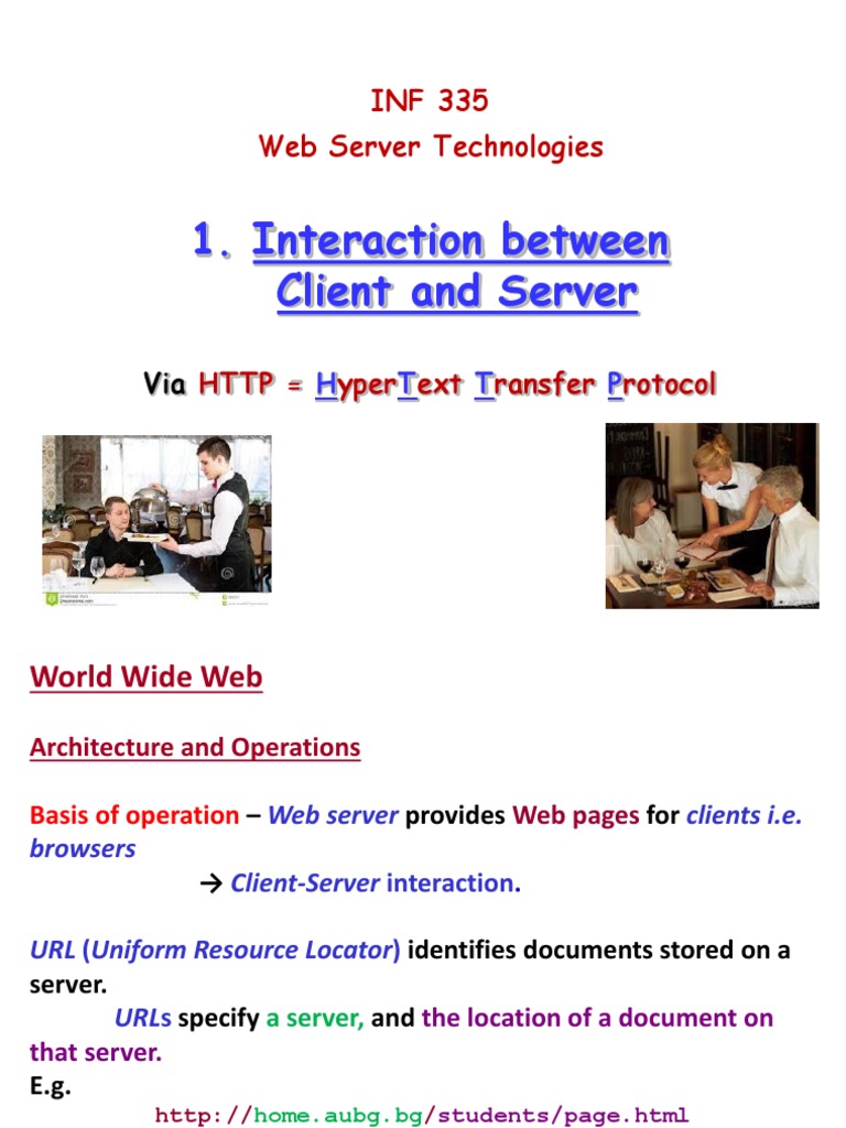 Interaction Between Client and Server: INF 335 Web Server Technologies | PDF | Hypertext ...