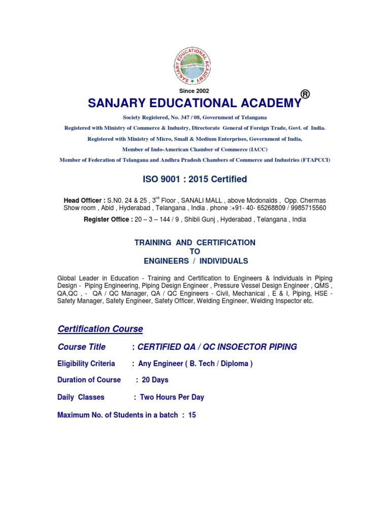 Certified QA QC Inspector Piping | PDF | Nondestructive Testing ...