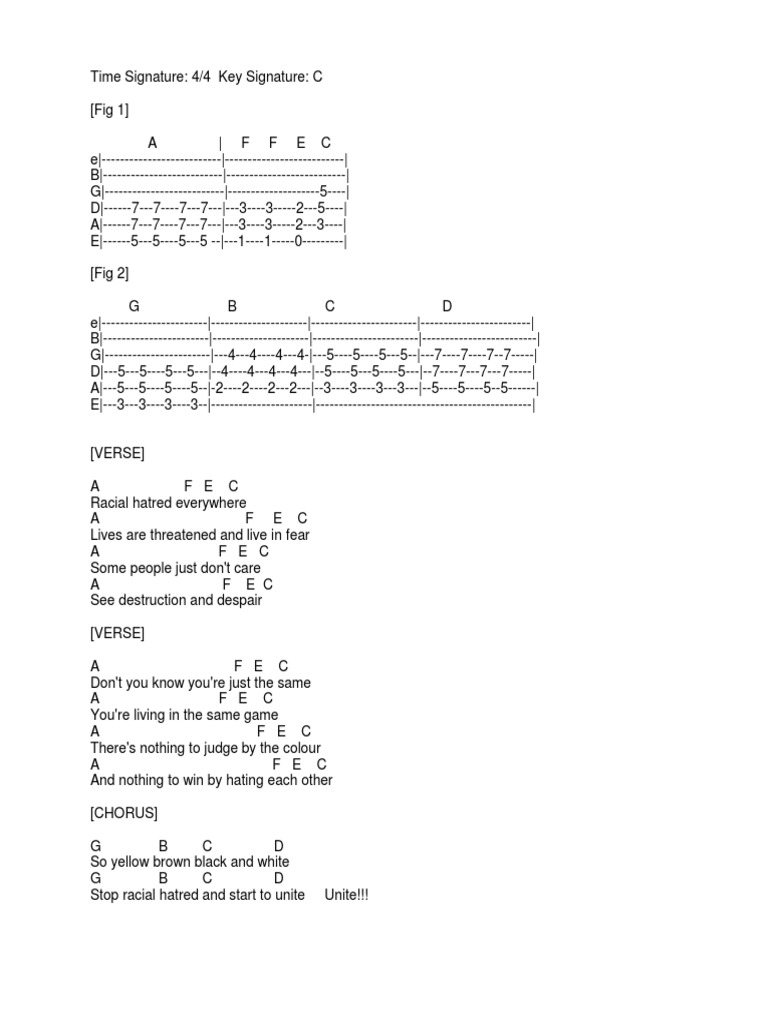 ACAB - Racial Hatred Chord | PDF | Song Structure | Songs