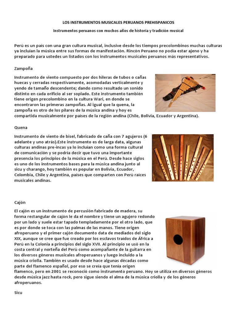 Los Instrumentos Musicales Peruanos Prehispánicos | Instrumentos ...