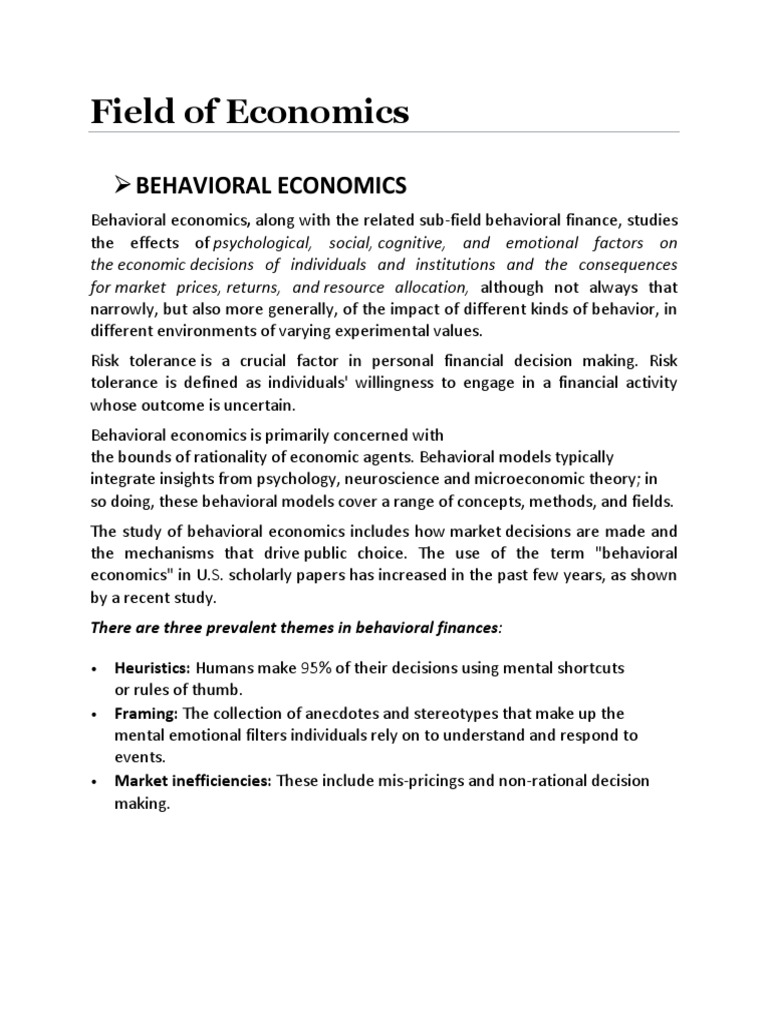 Field of Economics | Labour Economics | Classical Economics