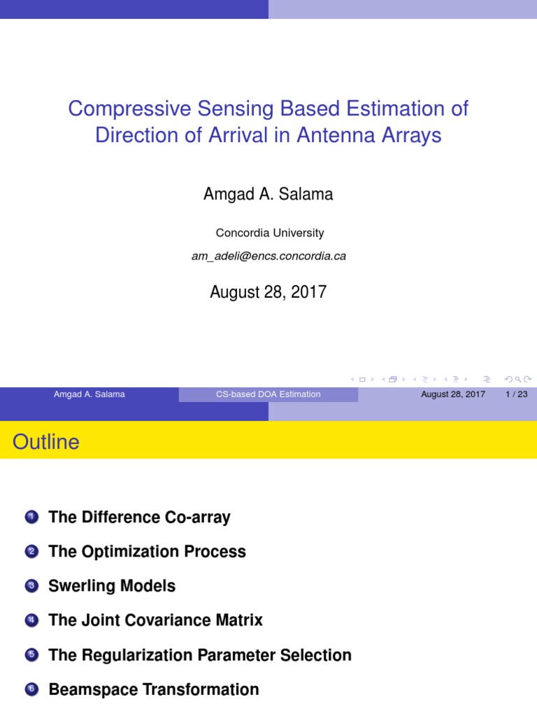 Compressive Sensing Based Estimation Of Direction Of Arrival In Antenna Arrays Pdf
