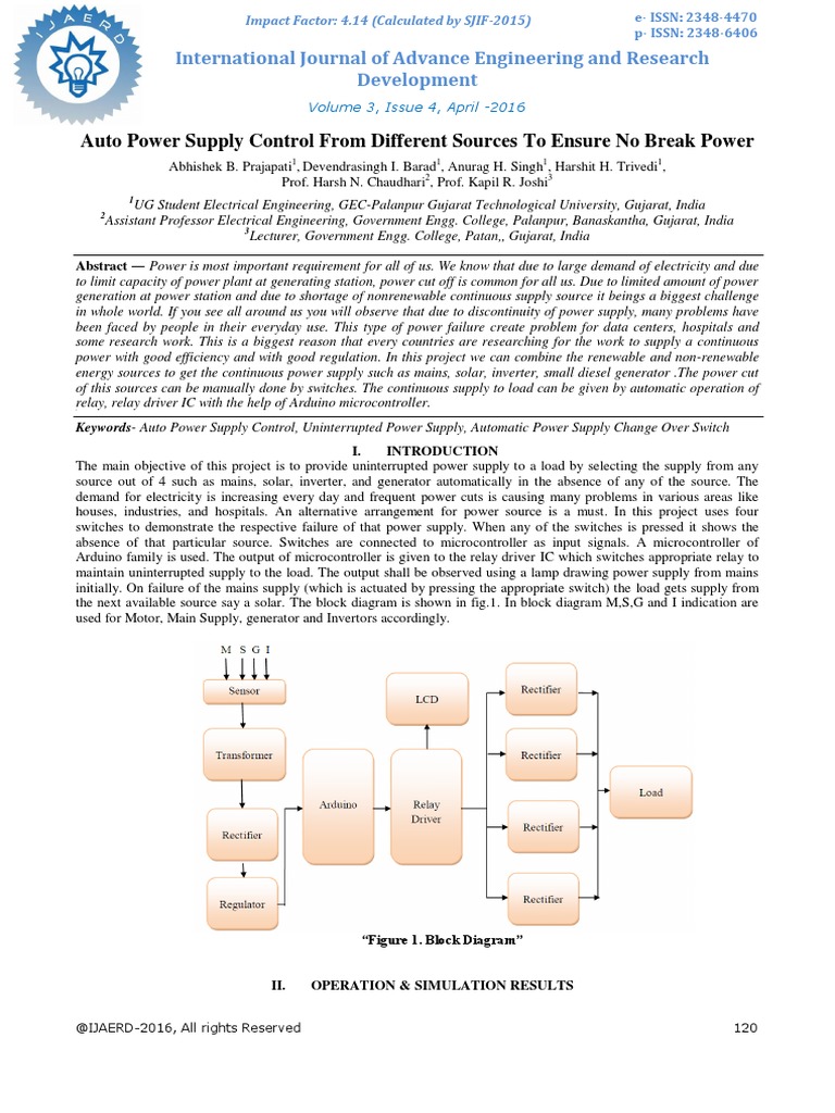 Auto Power Supply Control From Different Sources To Ensure No Break ...