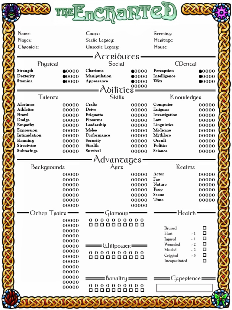 The Enchanted Edited Sheet | PDF | Video Games | Role Playing Games