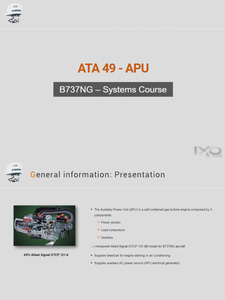 Boeing 737 Ata 49 Apu For b737 Pilot Training Self Study CBT Distance Learning | PDF