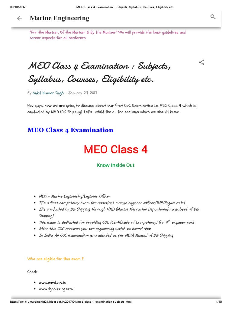 MEO Class 4 Exam: Syllabus & Eligibility | PDF | Test (Assessment ...