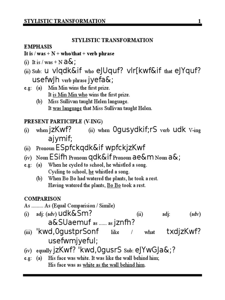 Stylistic Transformation (Eng) | PDF | Grammatical Number | Perfect (Grammar)