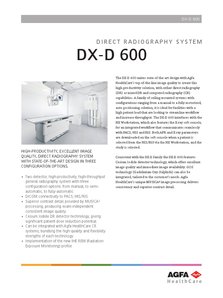 Agfa DX-D 600 Datasheet | Radiography | X Ray